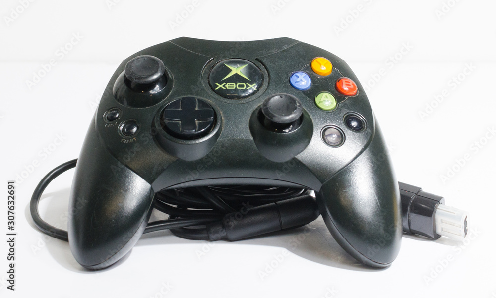 london, england, 05/05/2018 A dirty and used 1st generation xbox wired ...