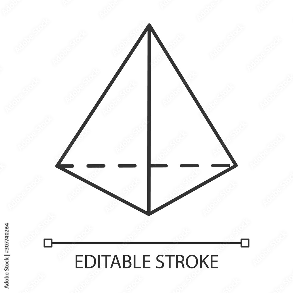 Prism linear icon. Geometric figure. Triangular pyramid. Cut geometry ...