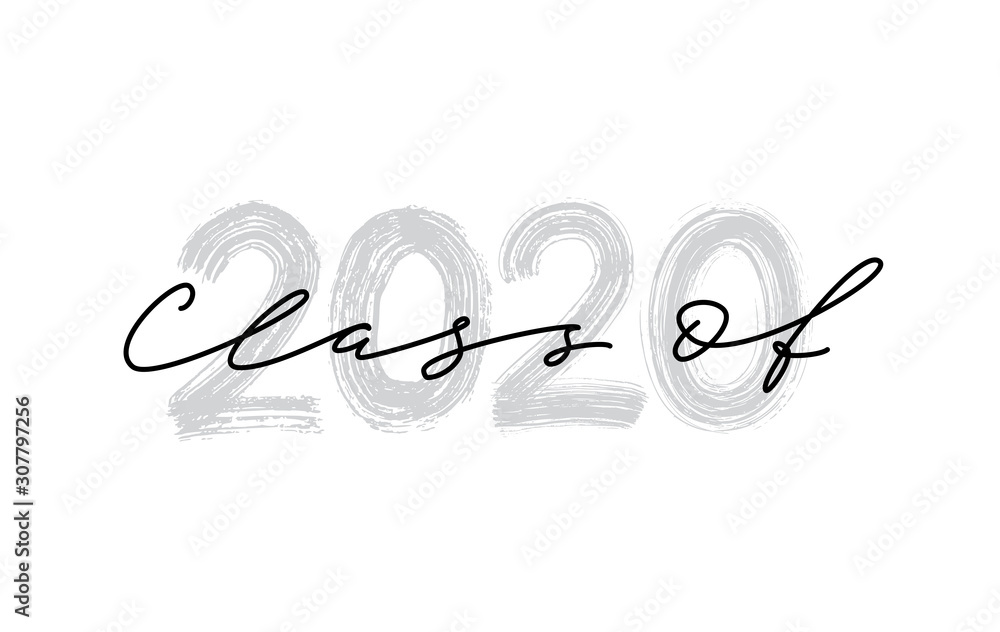Class of 2020. Hand drawn brush lettering Graduation logo. Template for ...