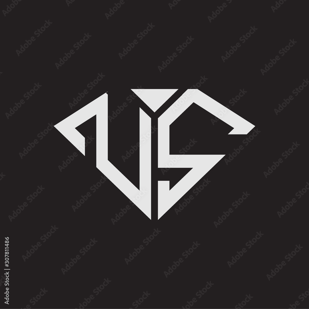 US Logo monogram with diamonds shape ribbon designs template isolated ...