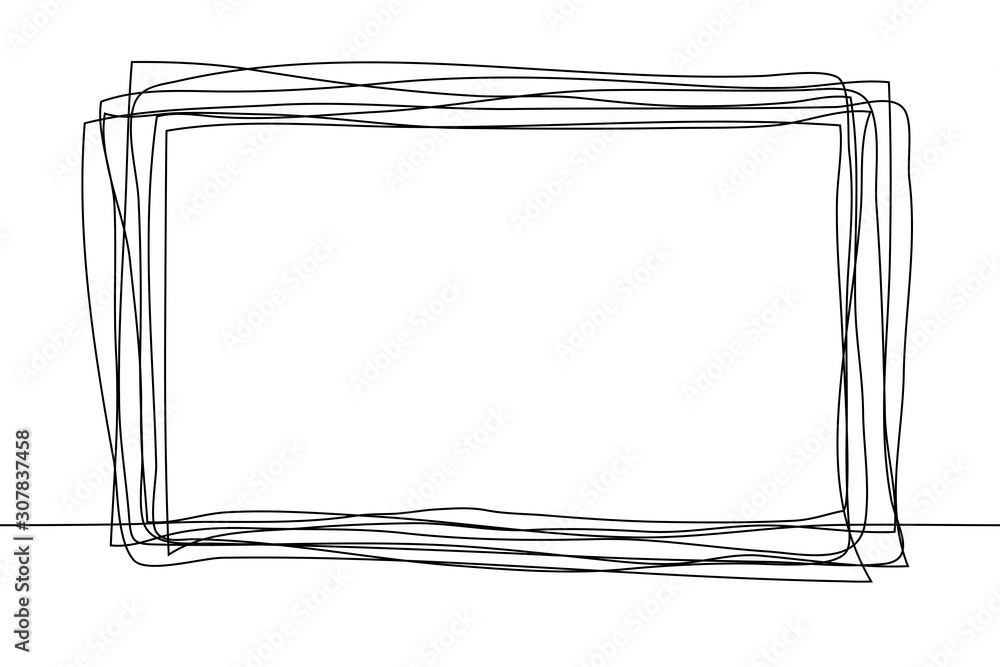 Continuous one line drawing of an rectangular frame in the sketch ...