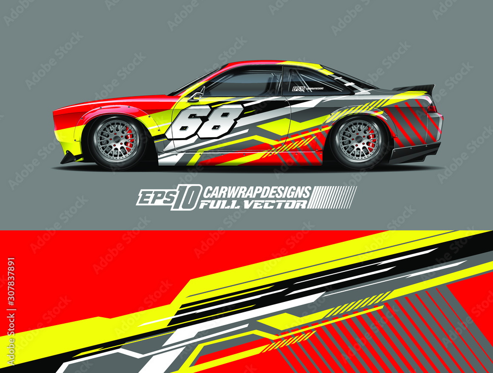 Race car graphic livery design vector. Graphic abstract stripe racing ...