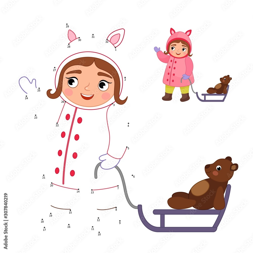 Educational game for kids. Dot to dot game for children. Illustration ...