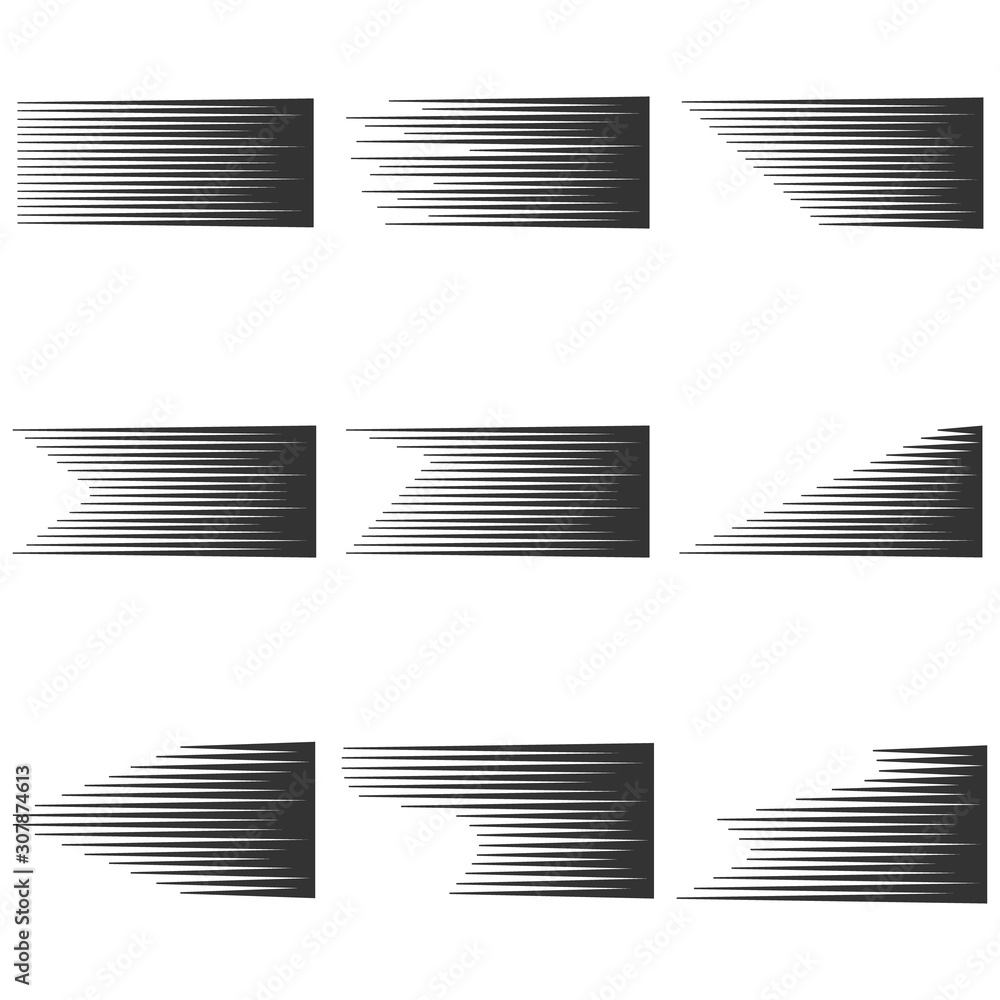 Speed Line Set. Horizontal Motion effect. Vector speed backgrounds ...