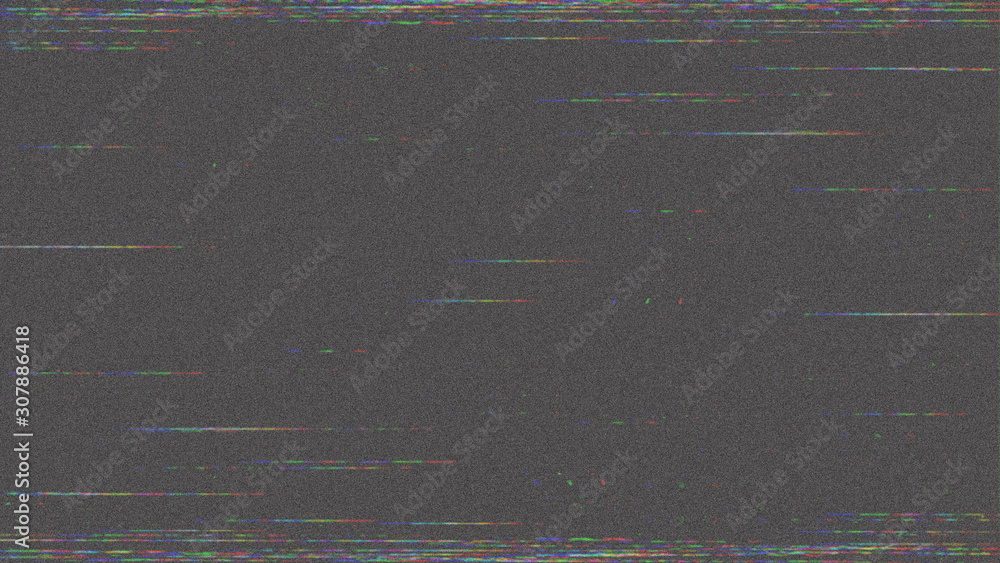 Horizontal distortion of broken video image on black background, VHS ...