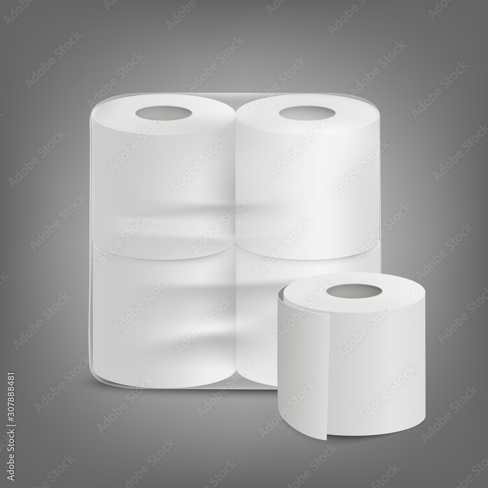 Toilet paper unlabeled packaging realistic vector mockup illustration ...