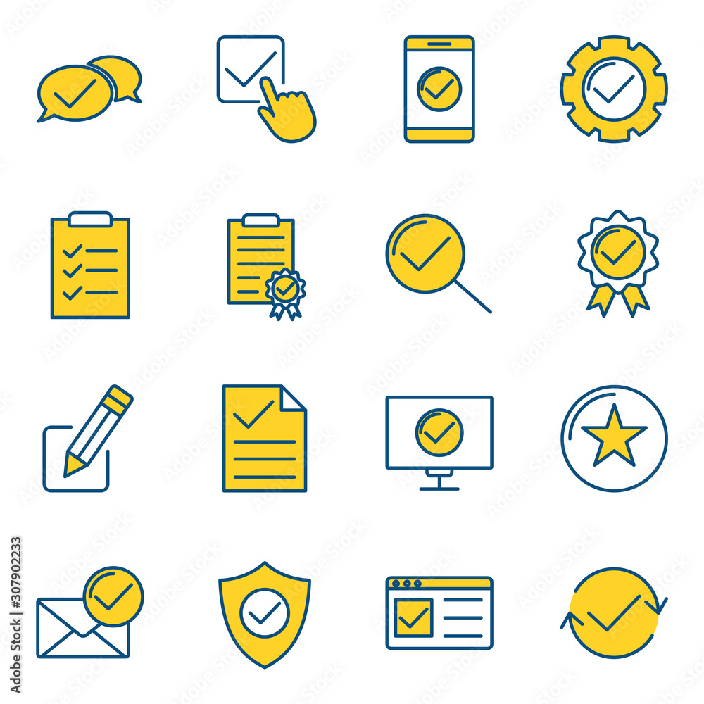 Approve set icon template color editable. Approve pack symbol vector ...