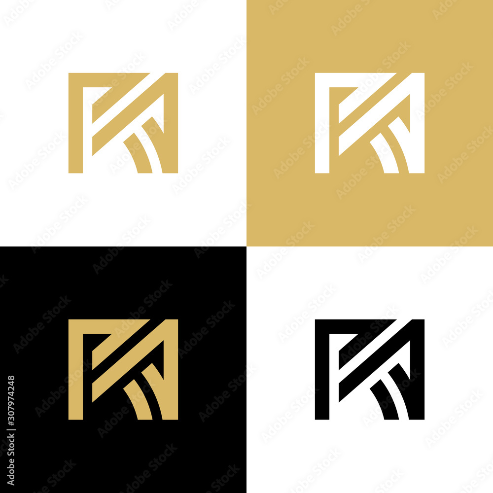 Initial letter RA R A uppercase luxury logo design template elements ...