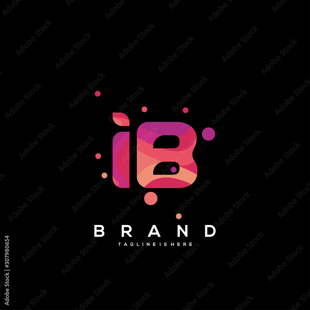 Initial letter IB logo with colorful, letter combination logo design ...