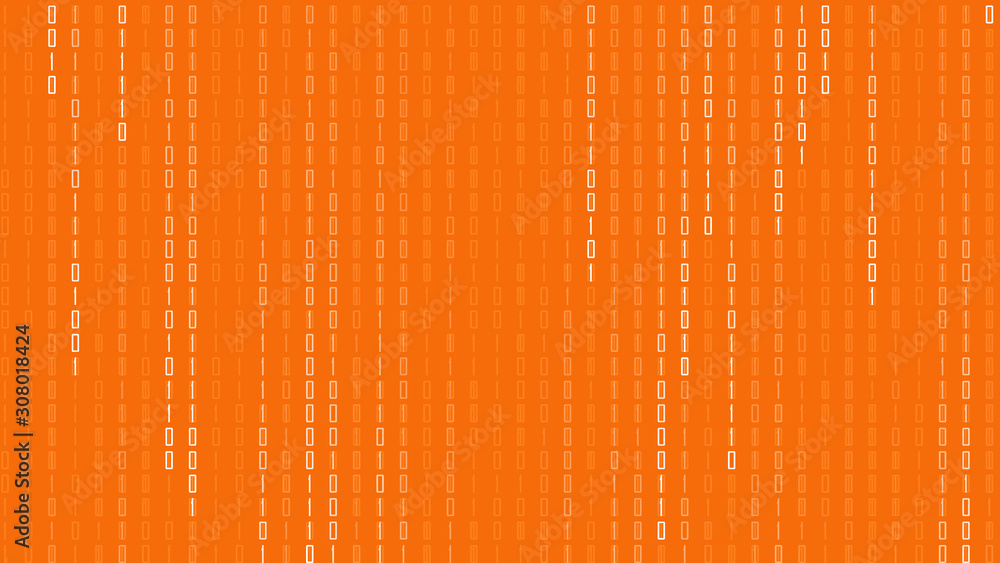 Technology digital binary code in color of orange and white color of ...