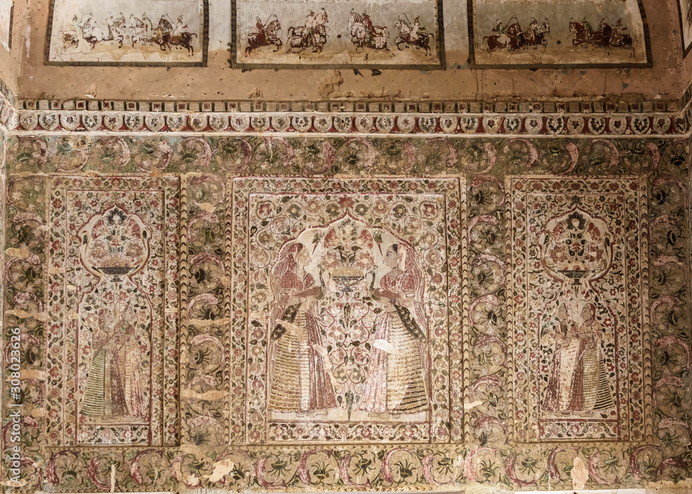 Orchha, Madhya Pradesh, India - March 2019: A beautiful, ancient, faded ...