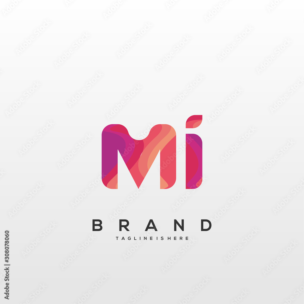 Initial letter MI logo with colorful, letter combination logo design ...