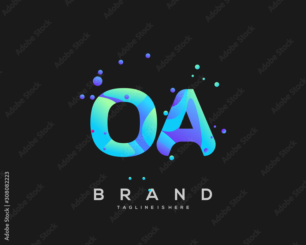 Initial letter OA logo with colorful, letter combination logo design ...