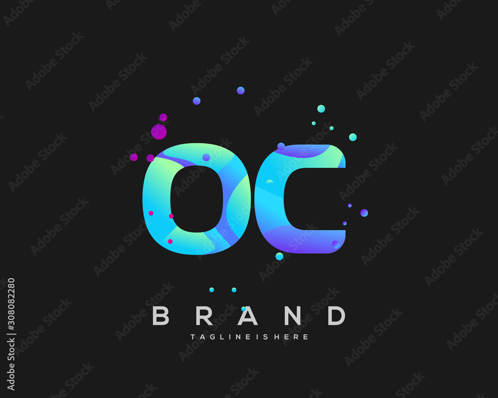 Initial letter OC logo with colorful, letter combination logo design ...