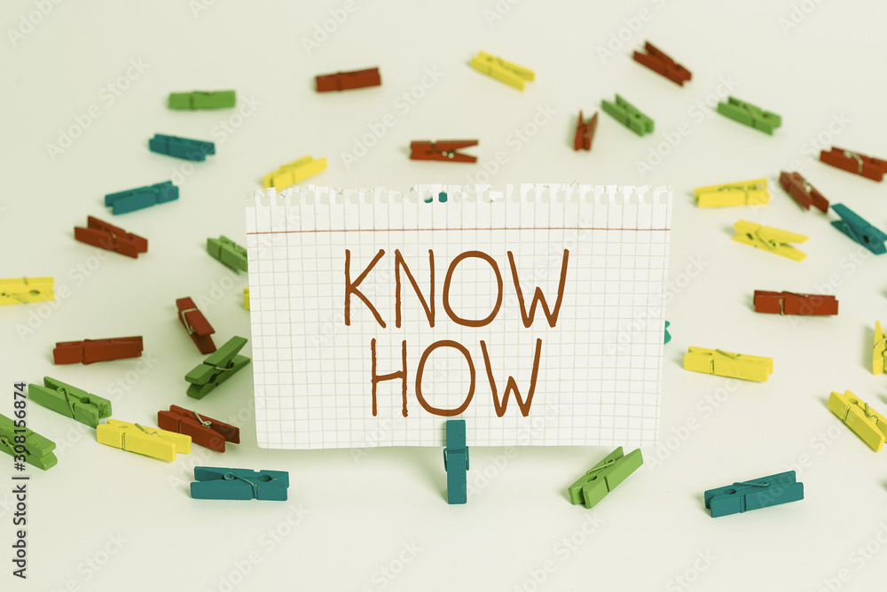 Writing note showing Know How. Business concept for The process to ...