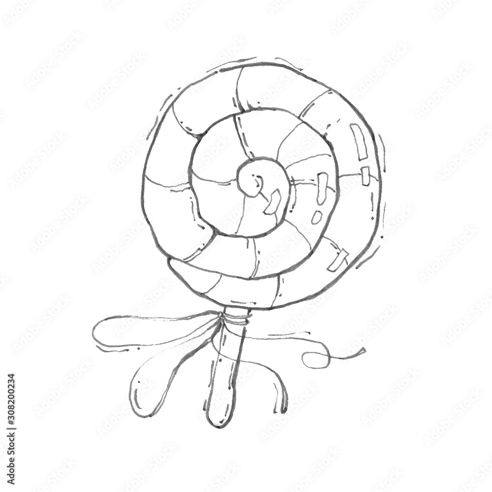 Sweet lollipop. Merry Christmas Coloring page. Black and white ...
