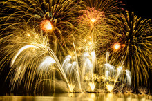 Red And Gold Fireworks On Black Free Stock Photo - Public Domain Pictures