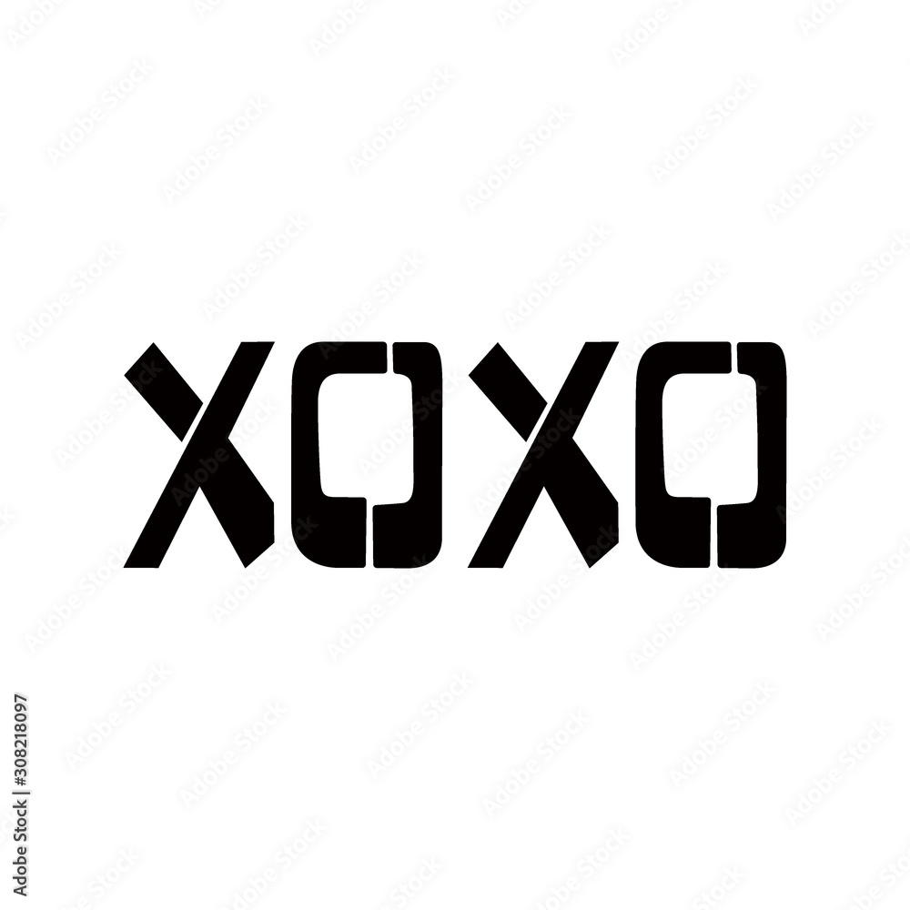 XOXO stencil lettering. Spray paint graffiti on white background ...
