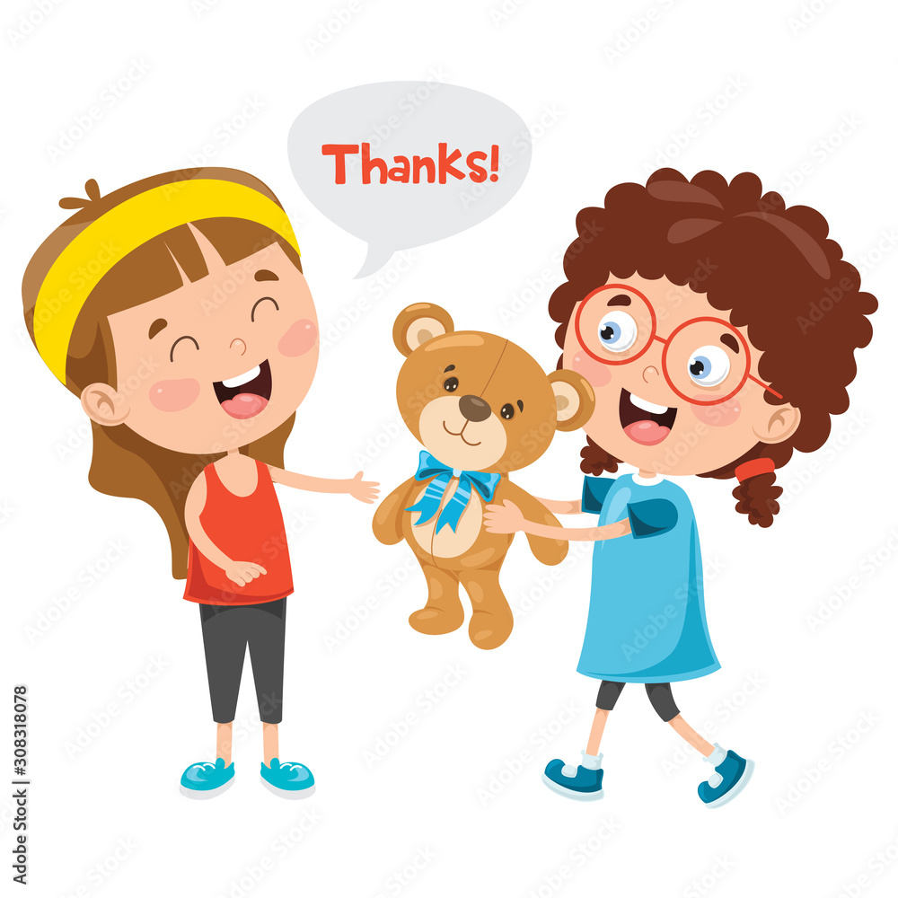 Thank You Illustration With Cartoon Characters Stock Vector | Adobe Stock