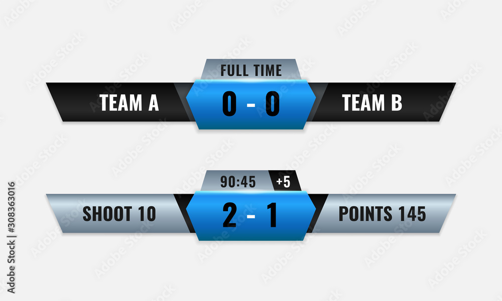 Sport competition scoreboard vector design for lower third television ...