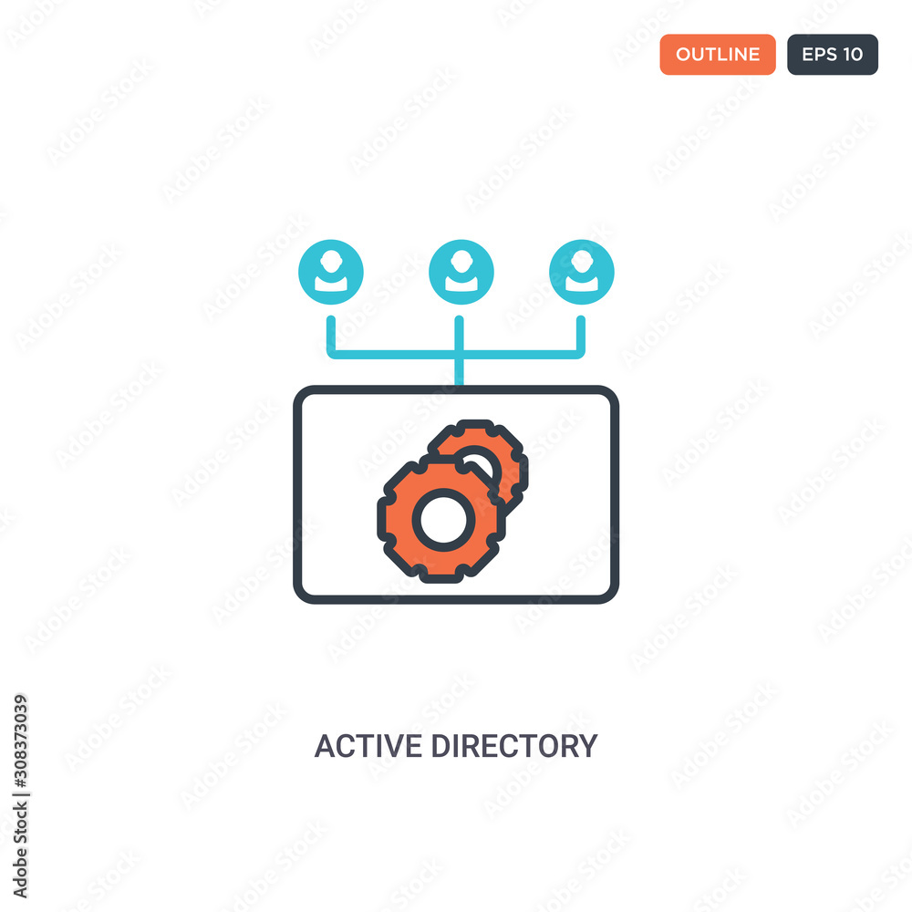 2 color active directory concept line vector icon. isolated two colored ...