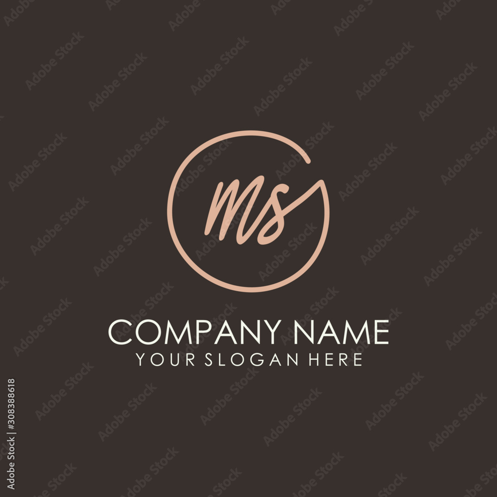 MS initials signature logo. Handwritten vector logo template connected ...