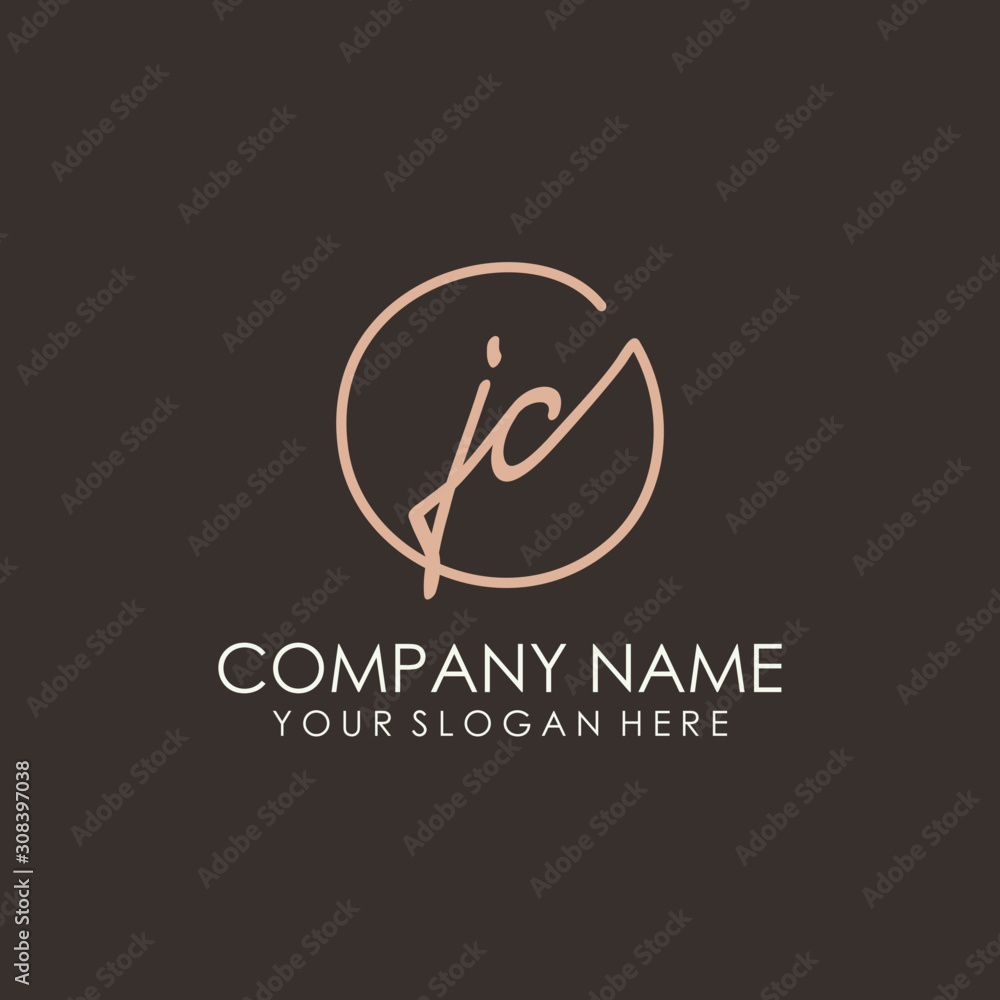 JC initials signature logo. Handwritten vector logo template connected ...