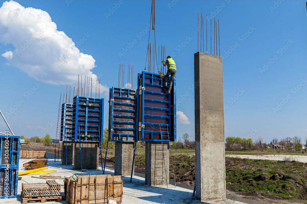 Formwork of concrete structure columns Stock Photo | Adobe Stock