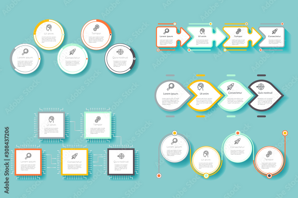 Infographic technology process diagram presentation label options steps ...