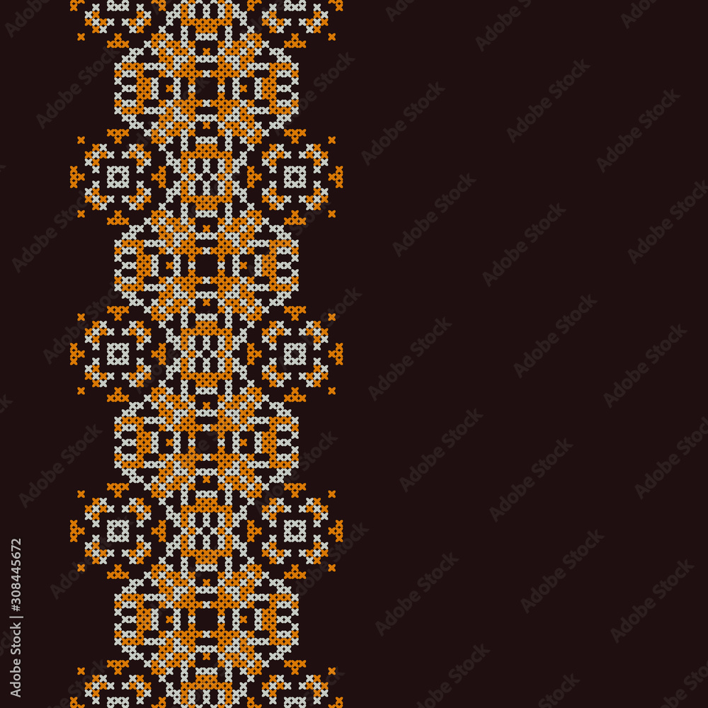 Cross-stitching frame in oriental style. Seamless border for design ...