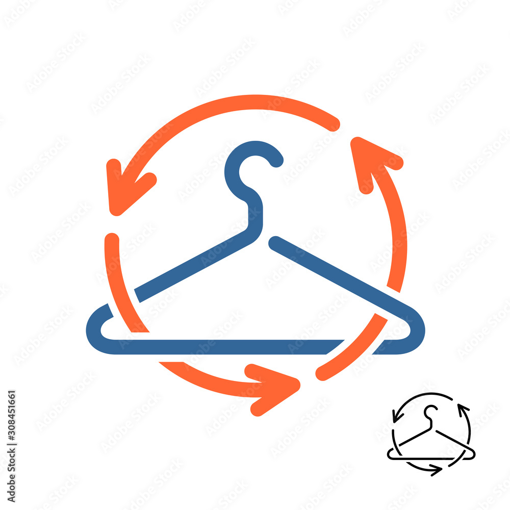 Second hand shop logo. Recycling clothes symbol. Hanger symbol with ...
