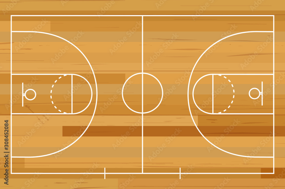 Basketball court floor with line on wood texture background. Vector ...