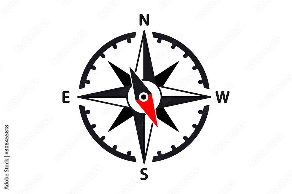 Compass Vector Icon. North, South, East and West indicated. Arrow ...