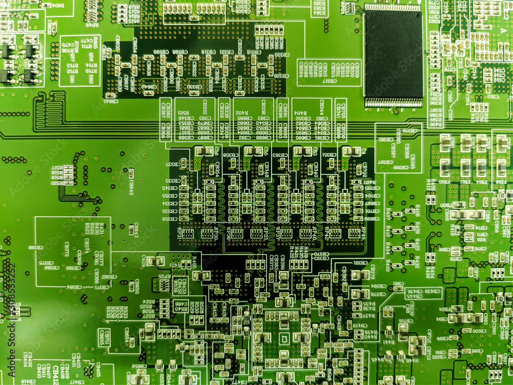 Printed circuit board. Electronic computer hardware technology. Digital ...