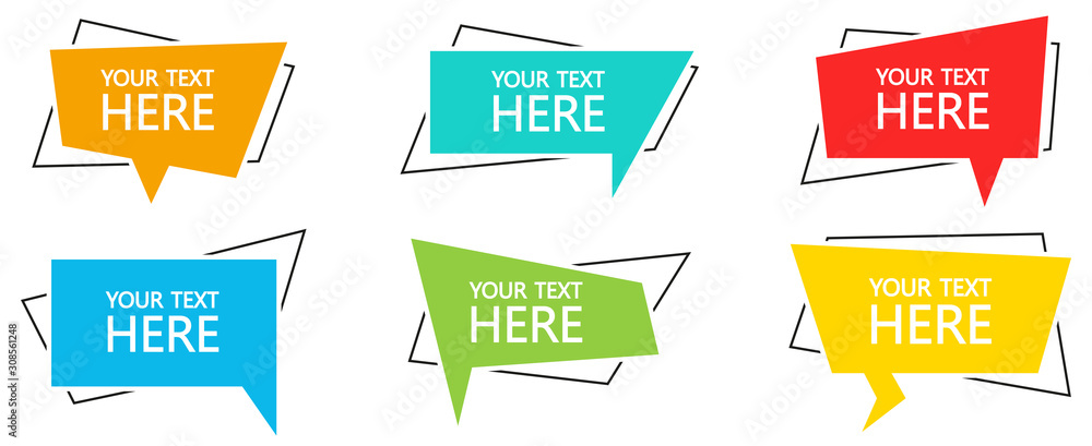 เวกเตอร์ Stock Geometric banner with text set. Vector | Adobe Stock