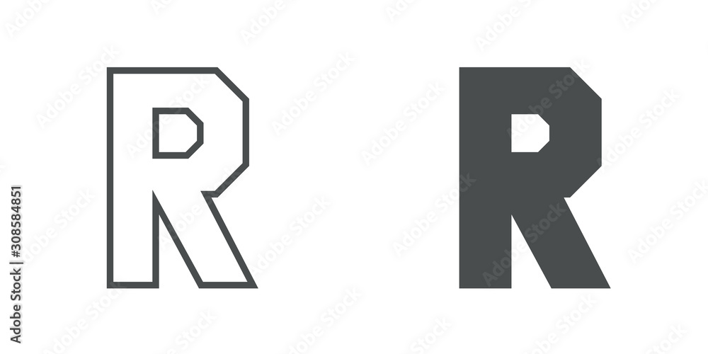 Vector de Stock Logotipo letra R de bloques estilo contorno y estilo ...