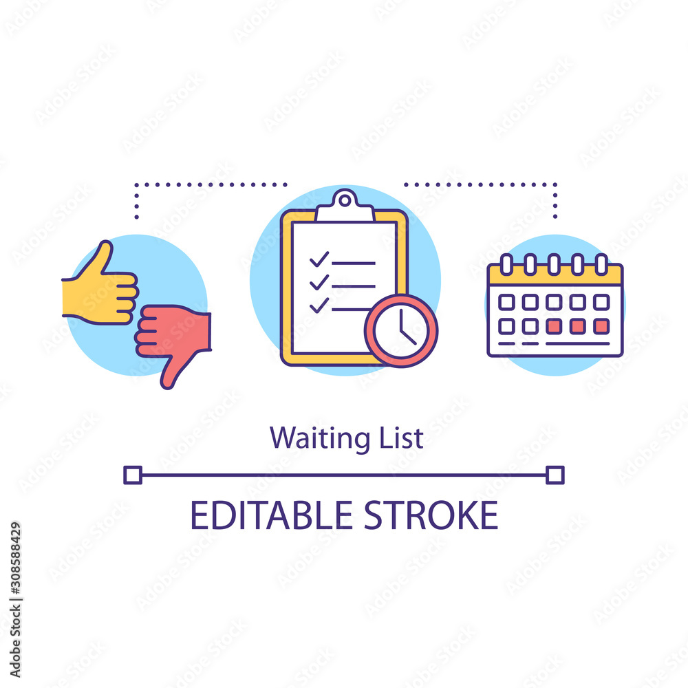 Waiting list concept icon. Assessment of own success. Planning. Time ...