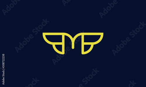 Minimalist creative letter M flying logo. This logo icon incorporate ...