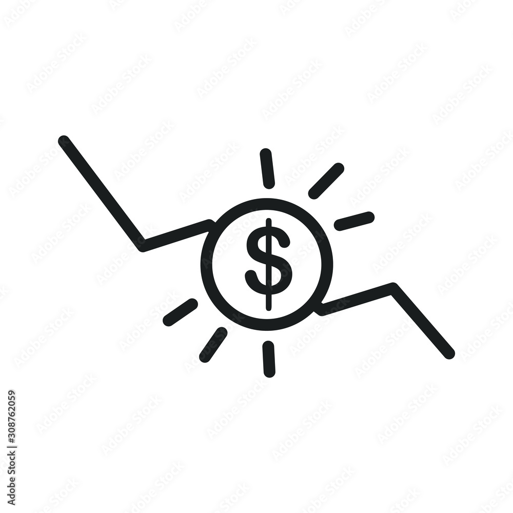 Cost reduction icon template color editable. Dollar Down symbol vector ...