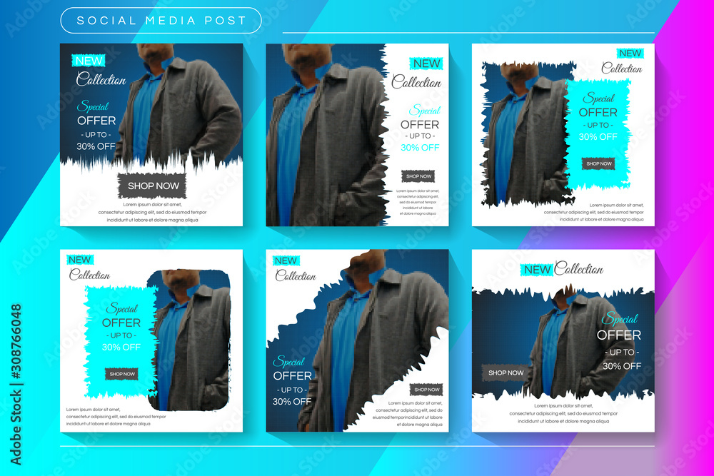 fashion social media post template for promotion. Editable photo frames ...