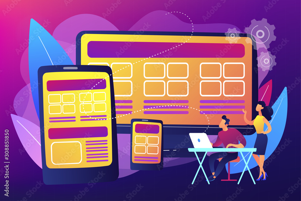 Stock-Vektorgrafik „Adaptive mobile app interface, web optimization. Responsive web design ...