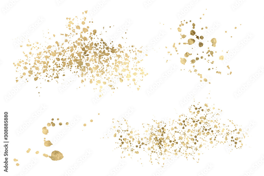 Watercolor gold Drop Splash Vector Hand drawn Stock Vector | Adobe Stock