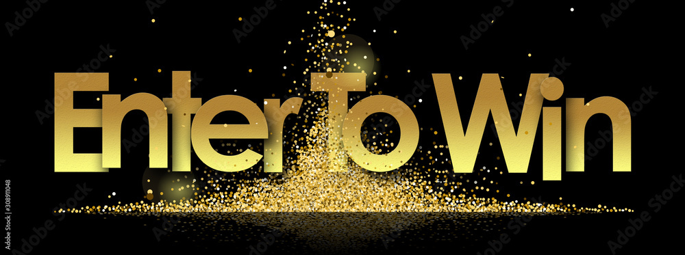 Enter to Win in golden stars and black background Stock Illustration ...