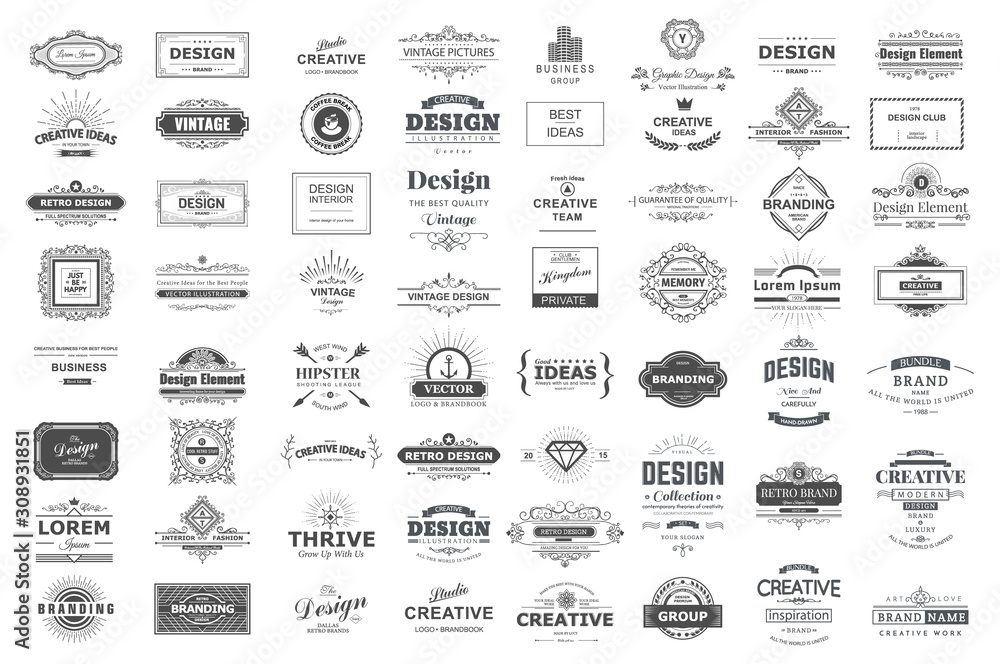 Collection of vintage logos and symbols. Stock Vector | Adobe Stock