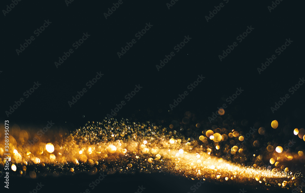 Golden overlay background of golden lights with bokeh effect. Includes ...