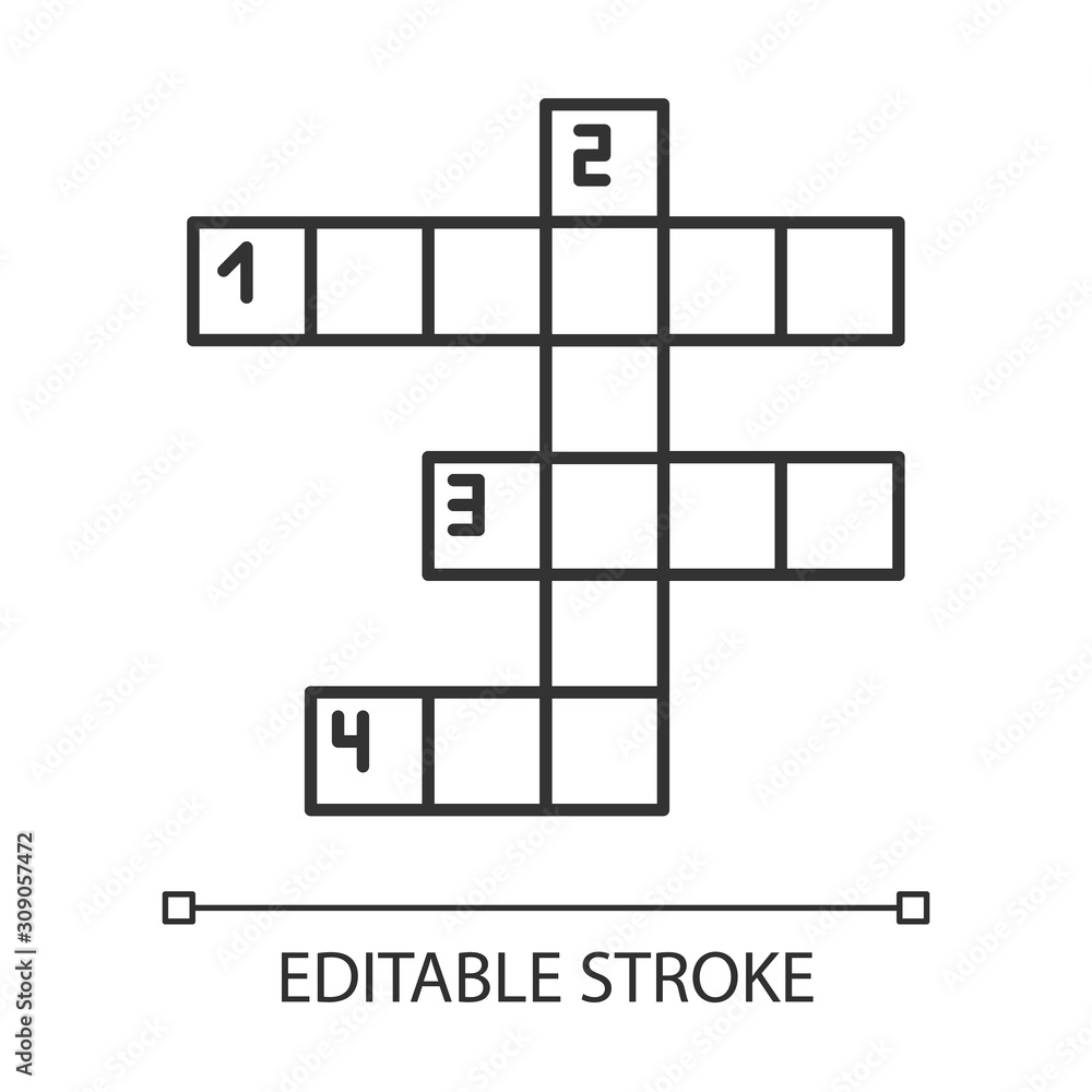 Crossword grid linear icon. Word puzzle. Quiz. Mental exercise ...
