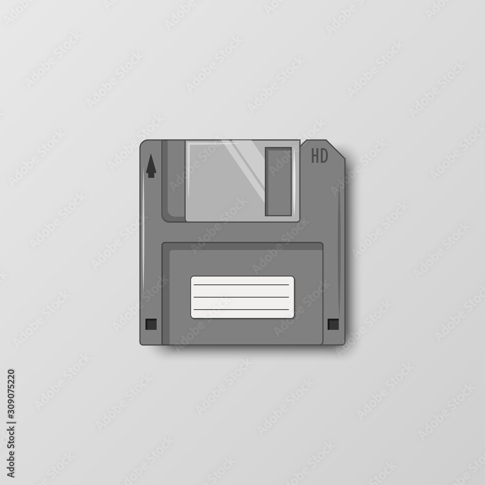 Vector floppy storage disc in vintage style on a gray background Stock ...