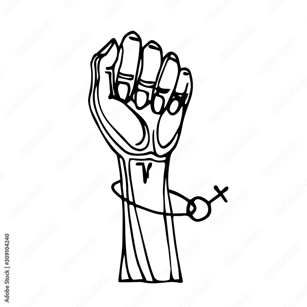 female fist symbol of protest and struggle for rights with gender sign ...