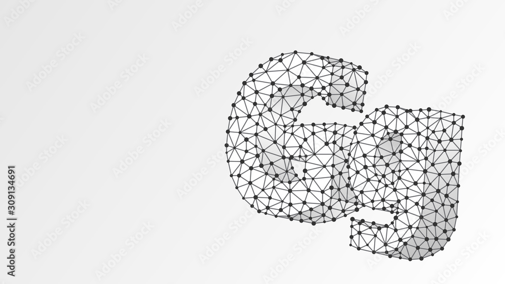 ภาพประกอบ Stock Alphabet letter G. Abstract digital wireframe, low poly ...