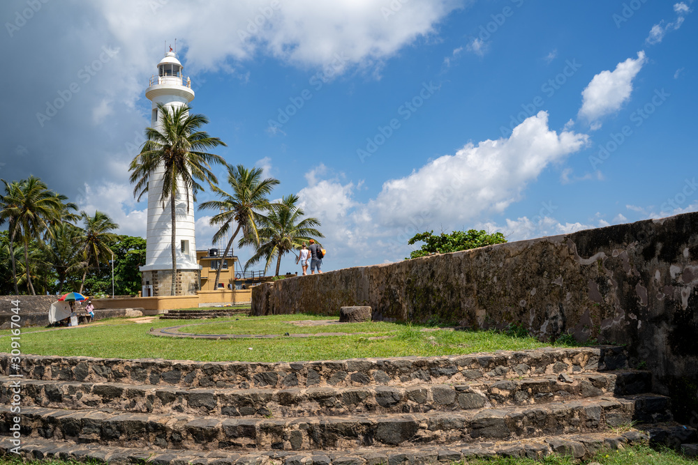 Galle, Sri Lanka: Tourists visit the Galle Fort Lighthouse in Sri Lanka ...